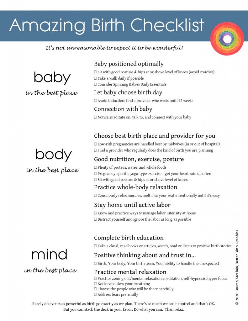 Checklist for an Amazing Birth - Better Birth Blog